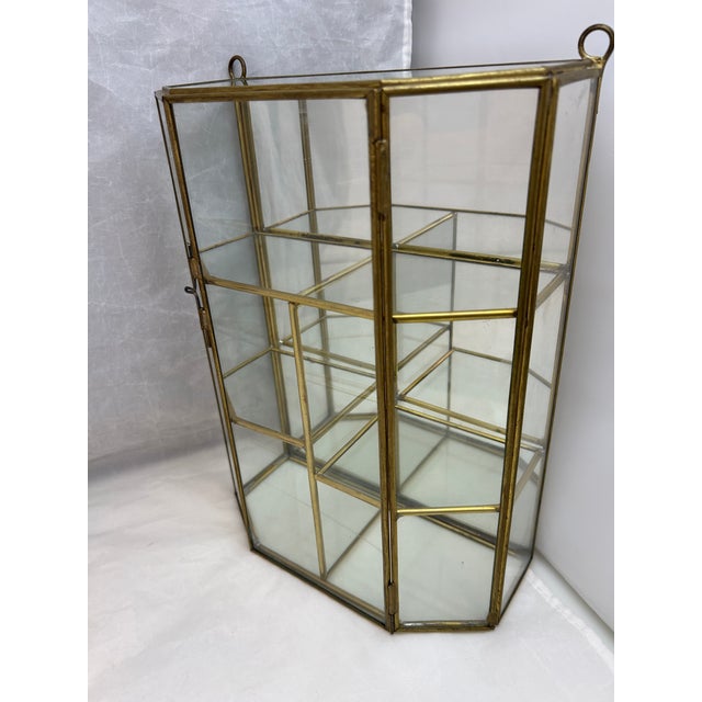 Mid 20th Century Vintage Glass and Brass 6 Sided Multi Level Display ...
