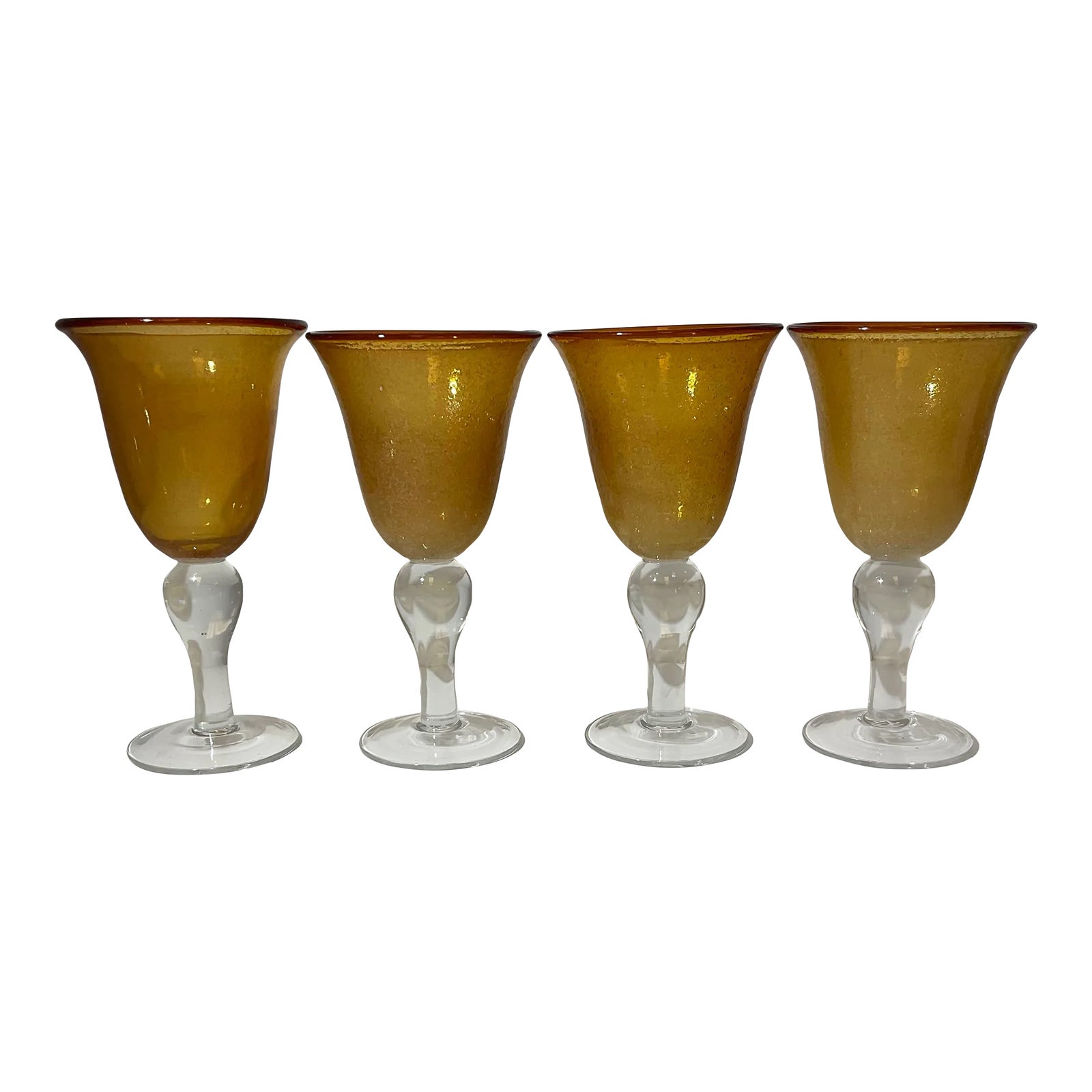 1980s Vintage Arts & Crafts Handblown Amber Controlled Bubble Glass ...