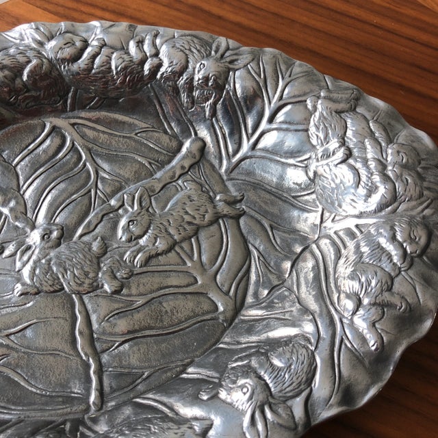 Arthur Court Vintage “Rabbits & Cabbage” Aluminum Oval Platter Circa ...