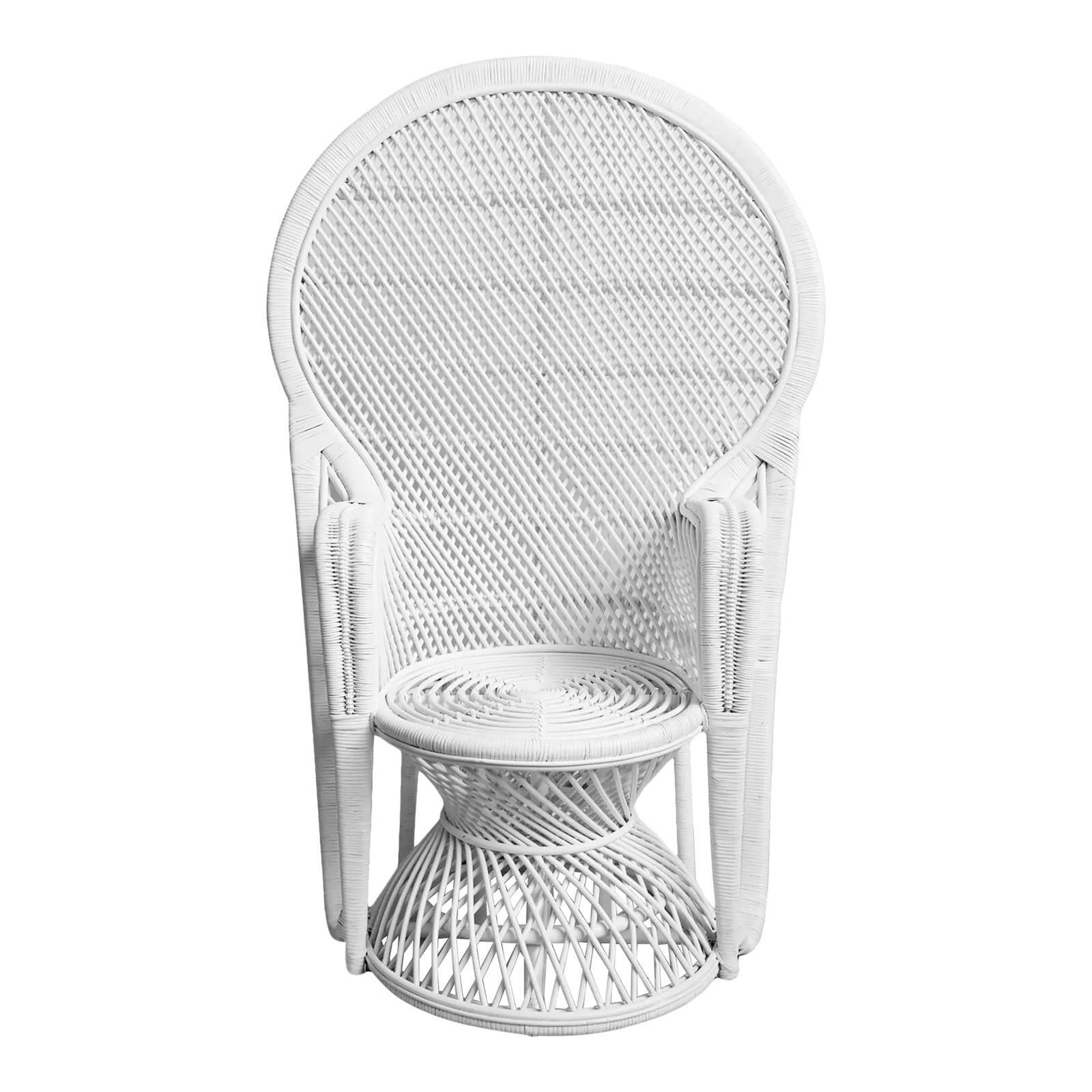 White Perindo Peacock Wicker Chair | Chairish
