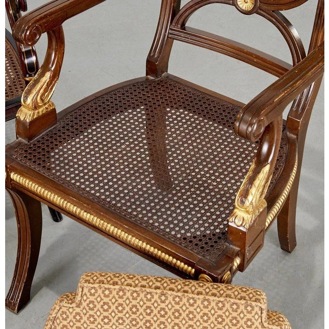 Regency Style Armchair With Cane Seat With Gilt Folate Design and ...