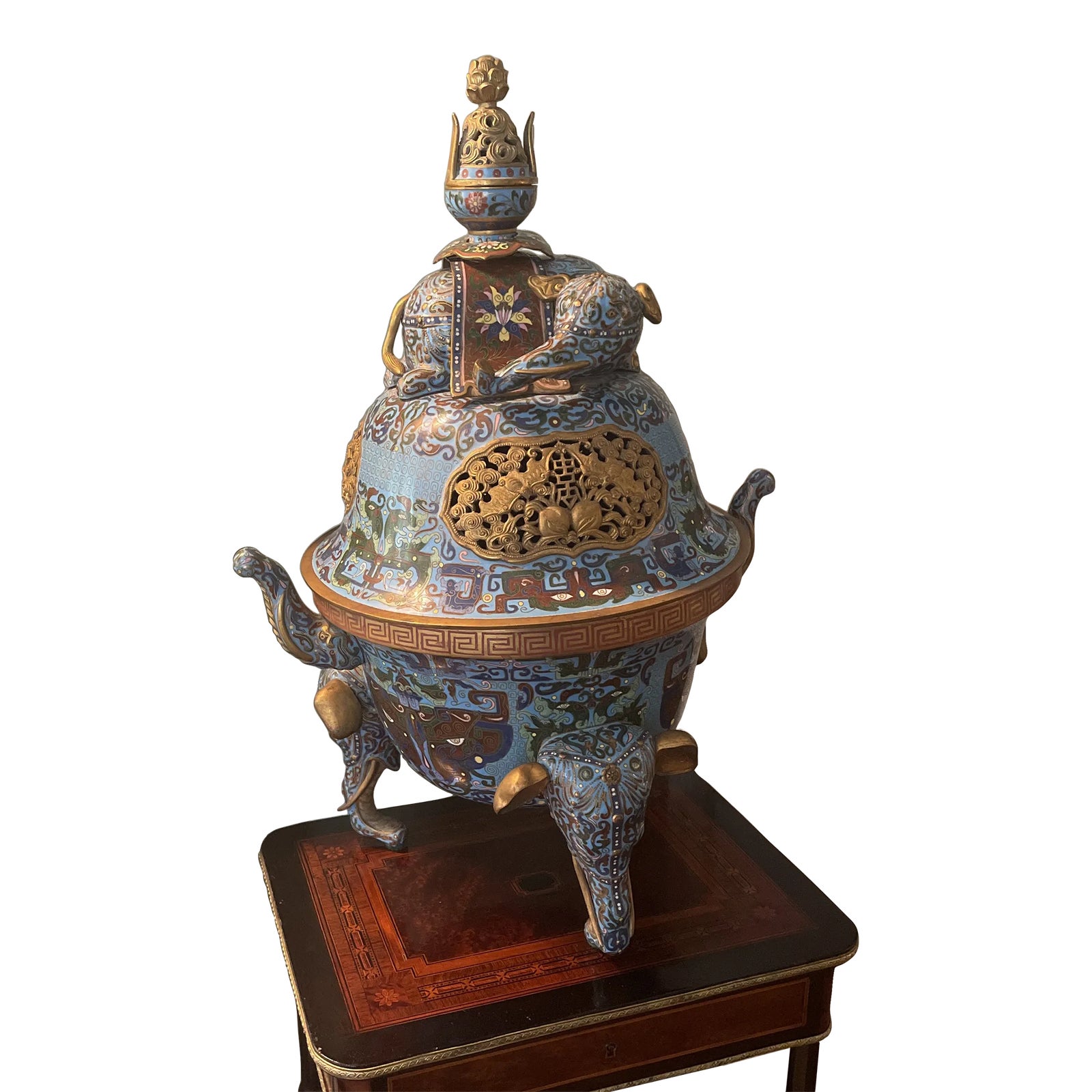 19th Century Chinese Enameled Tripod Censor | Chairish