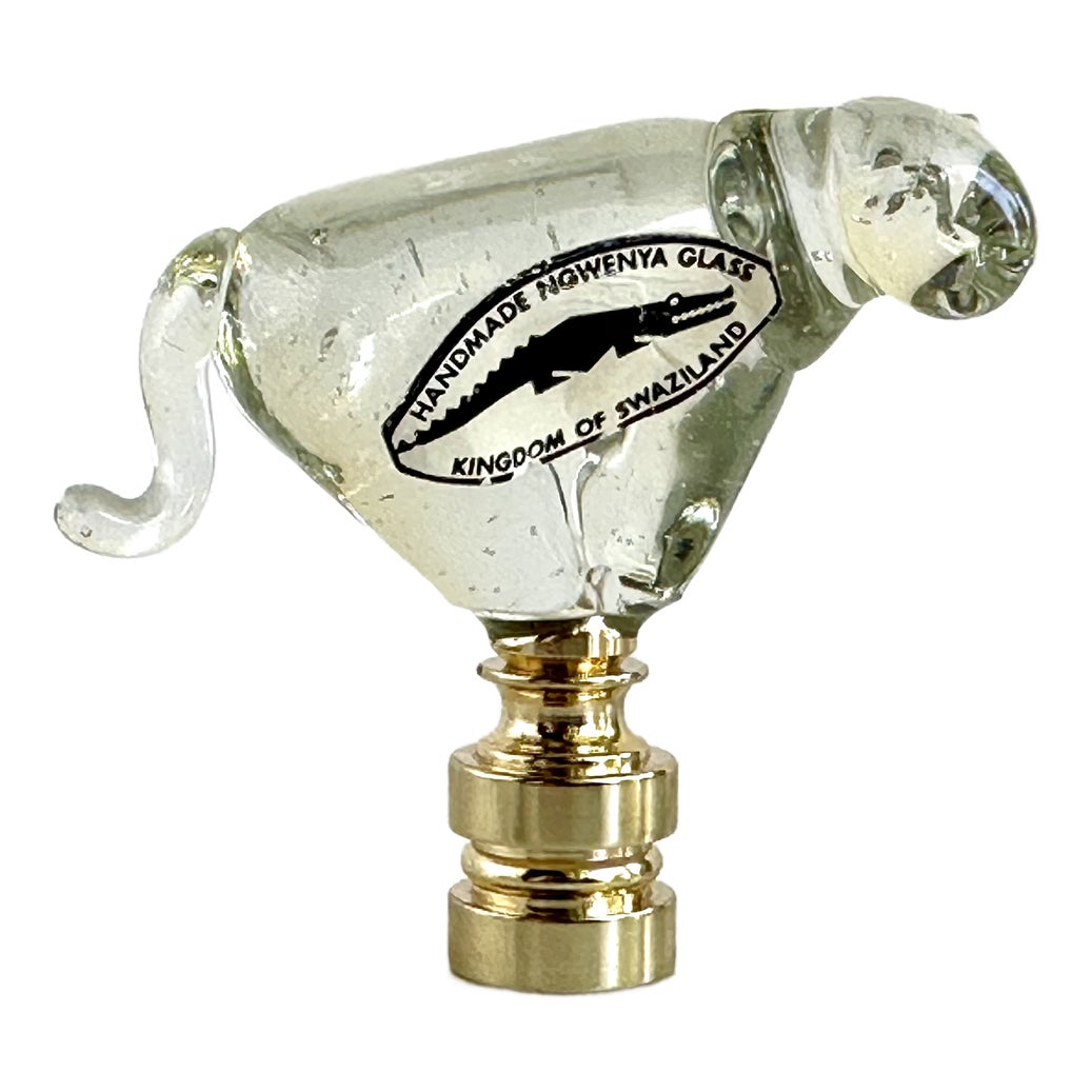 Ngwenya Glass Animal Lamp Finial on Golden Brass Hardware | Chairish