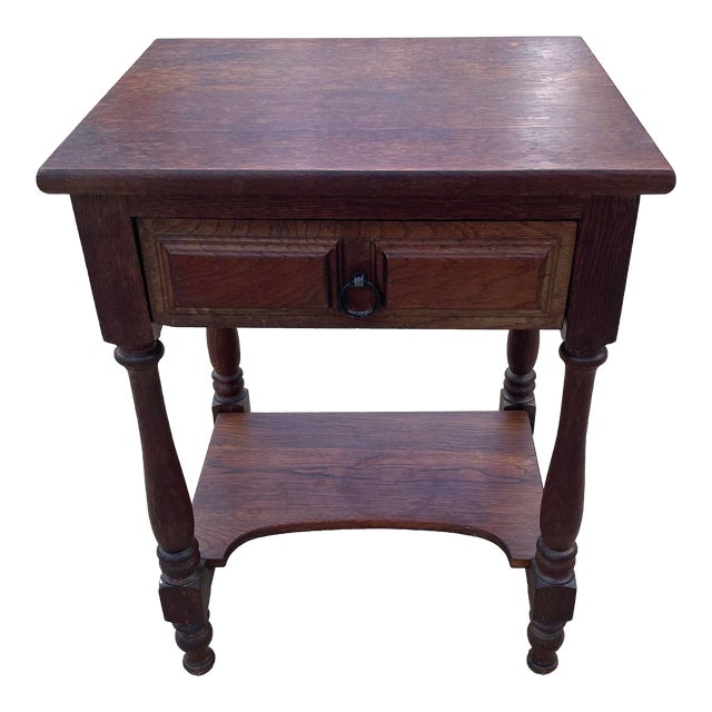Vintage English Side Table With One Drawer and Lower Shelf | Chairish