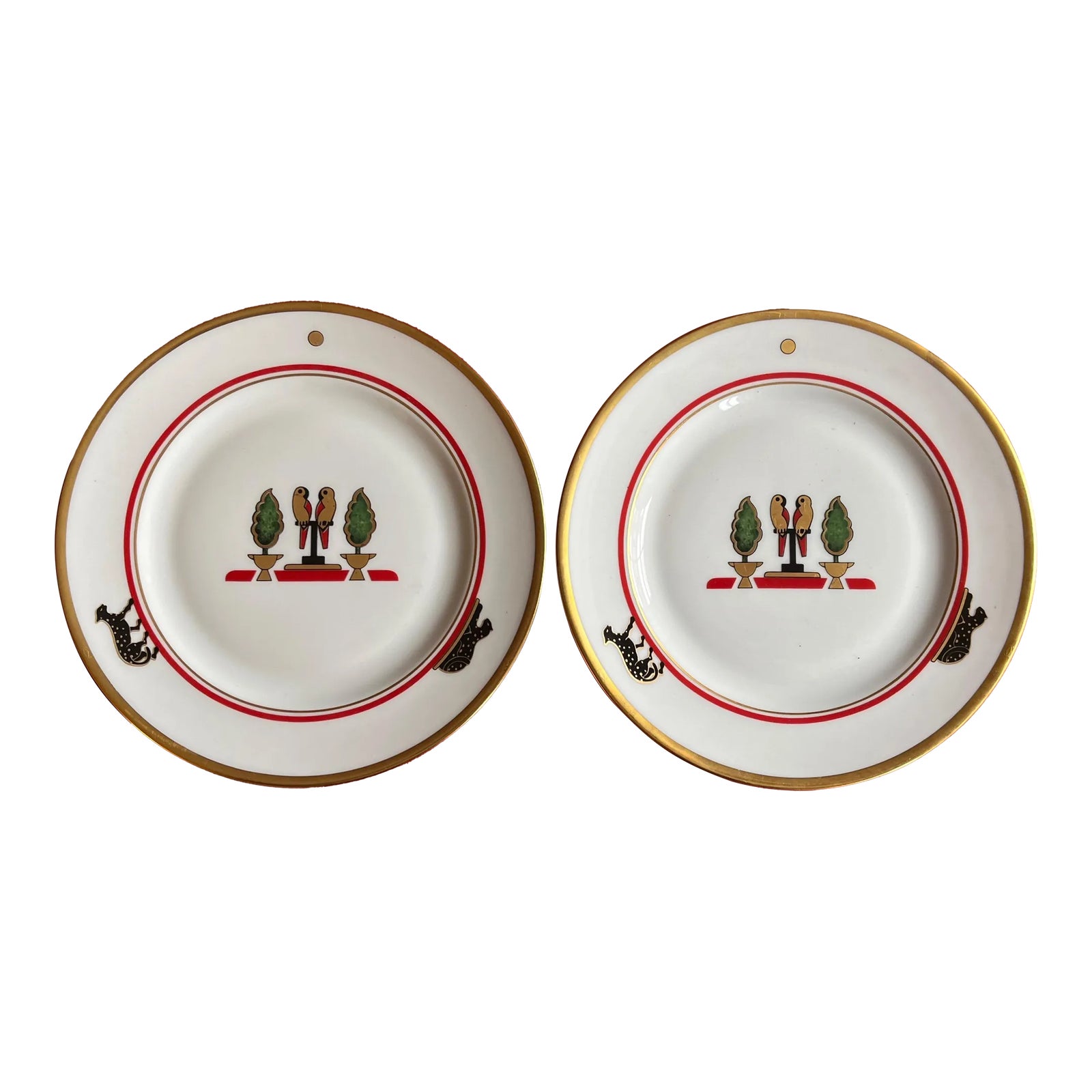 Cartier Limoges Porcelain Art Deco Style Panther Plates - a Pair | Chairish