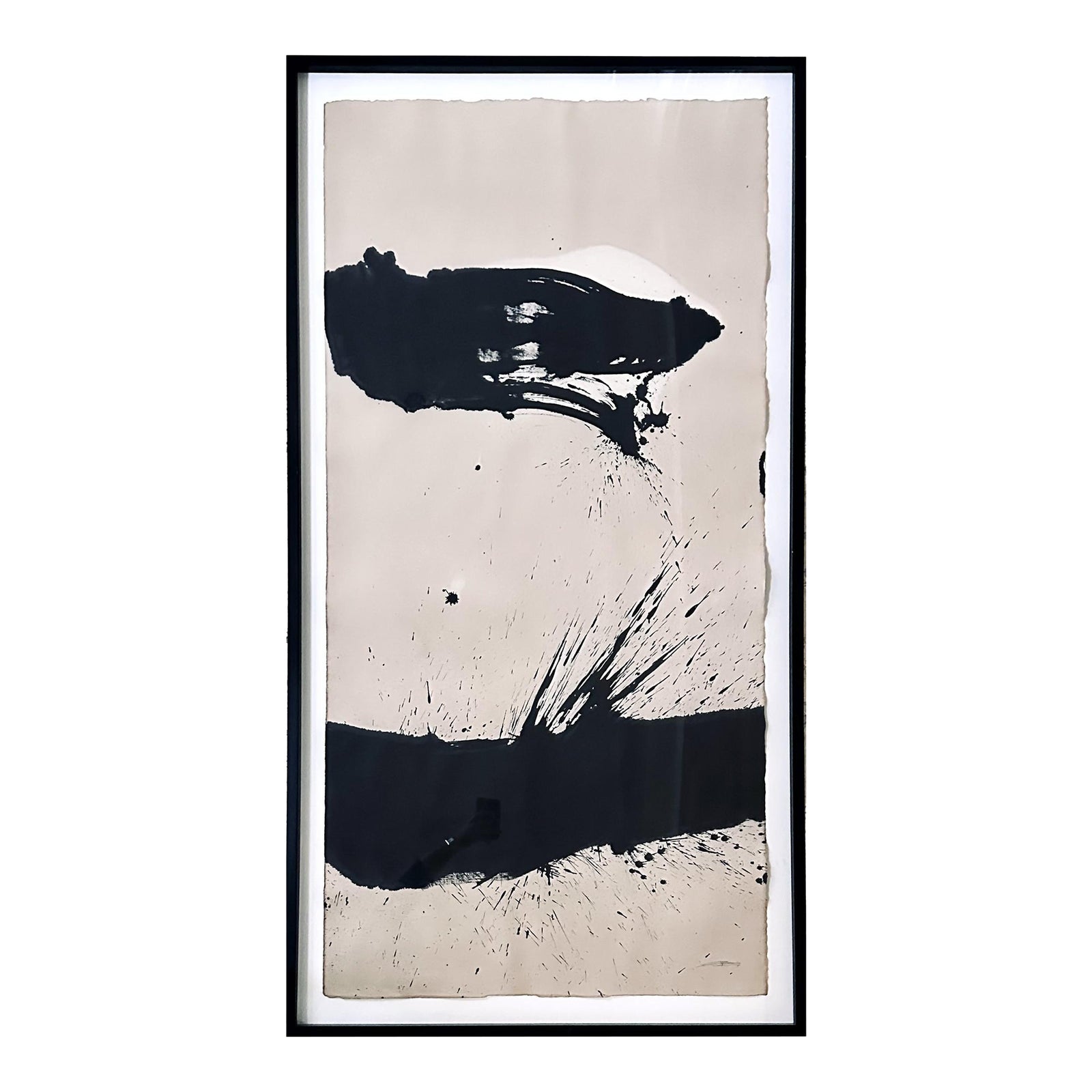 Large Framed Abstract Ink Painting by Qin Feng | Chairish