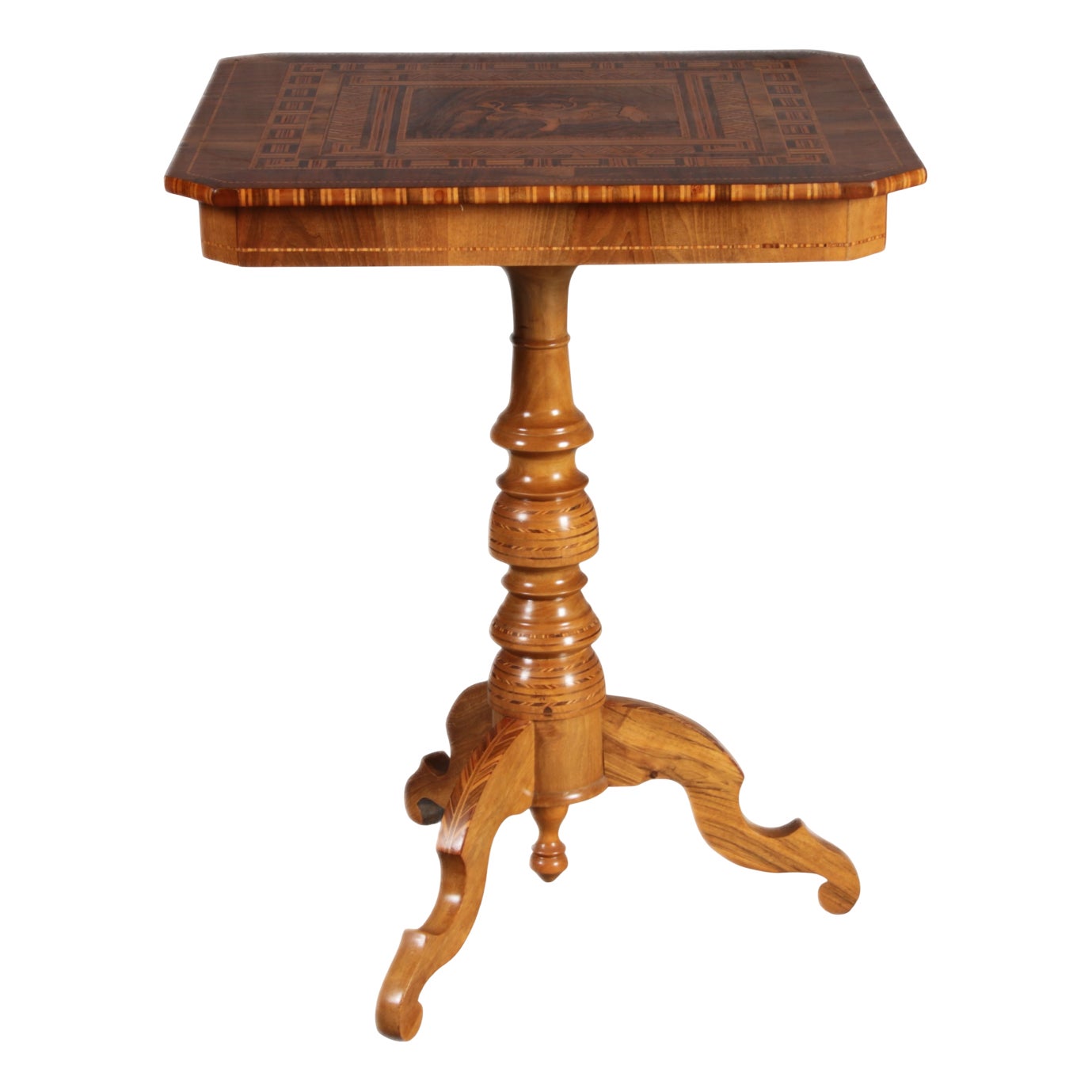 Antique Italian Tarsia Rolo Table in Walnut, 1860 | Chairish