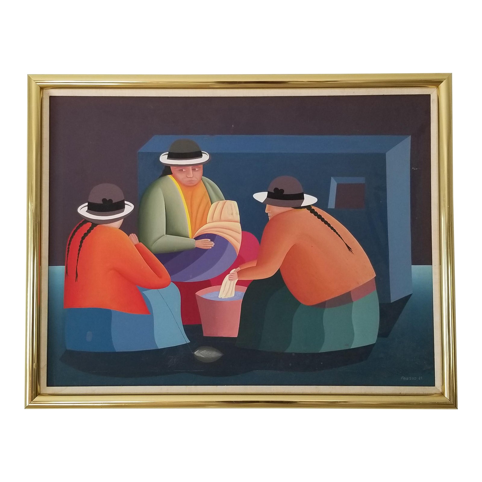 1989 Francesco Figurative Modernist Abstract Painting | Chairish