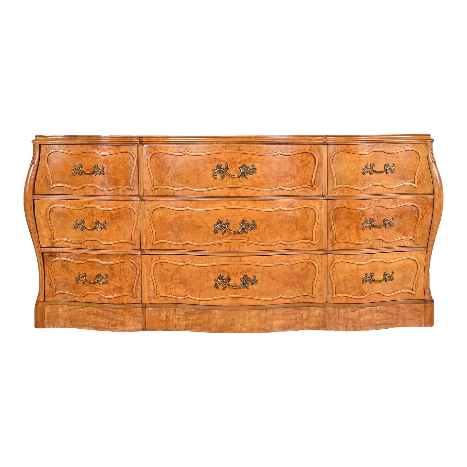 Romweber French Provincial Louis XV Bombay Form Burl Wood Triple ...