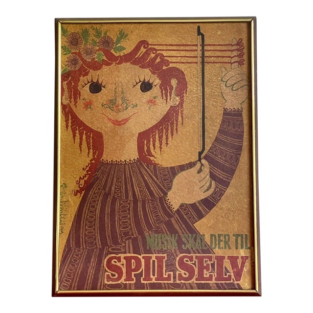 Bjorn Wiinblad Poster Spil Selv Musik Skal Der Til Plate-Signed 1949 ...