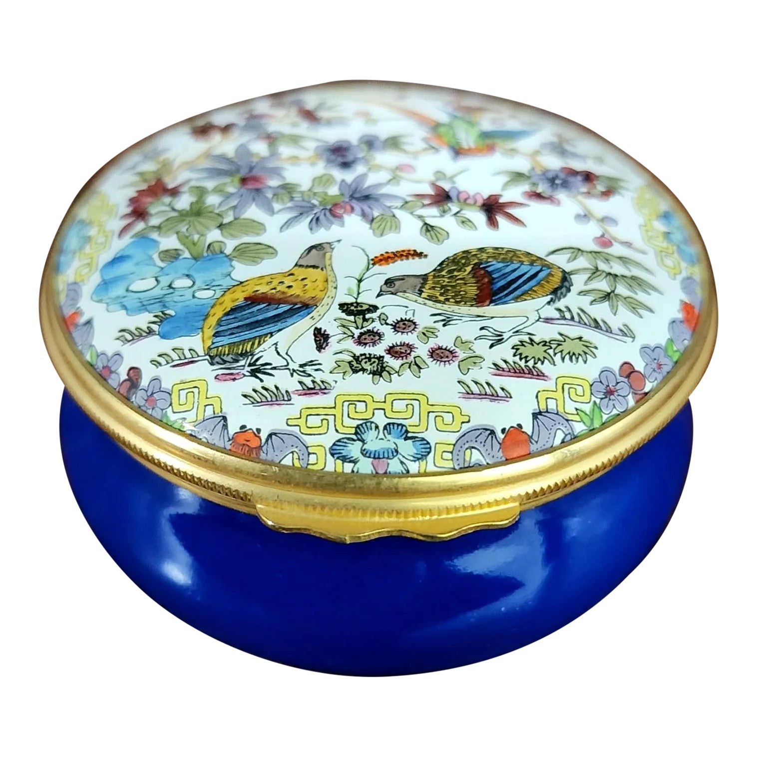 Bilston & Battersea English Fine Enamel Round Box W/Lid | Chairish