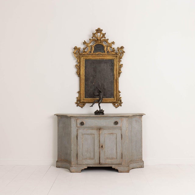 Early 20th C. Italian Blue - Gray Painted Serpentine Buffet | Chairish