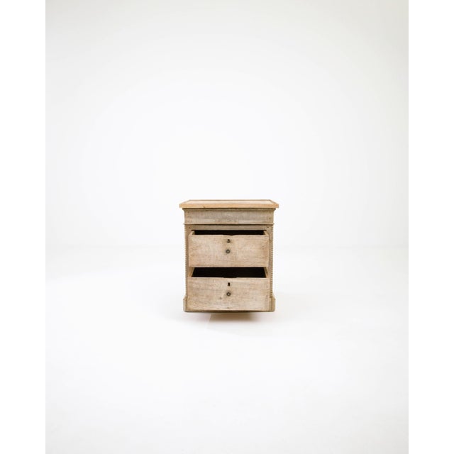 Antique French Bleached Oak Bedside Table | Chairish