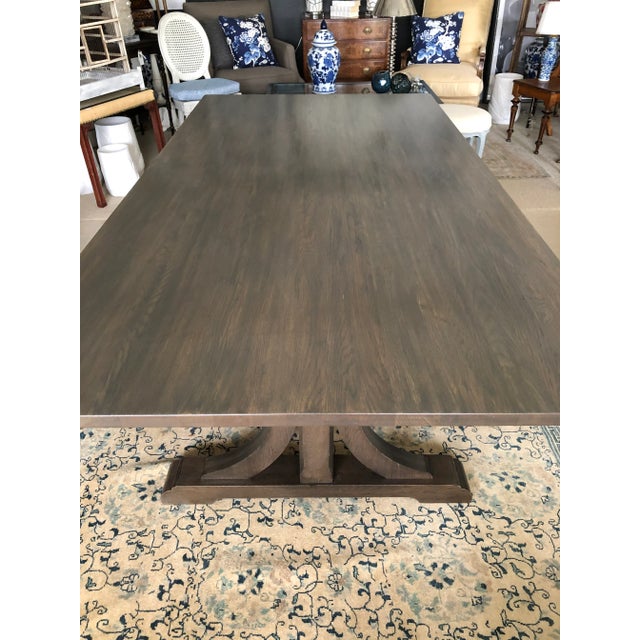 Large Trestle Dining Table With Beautiful Gray Finish | Chairish