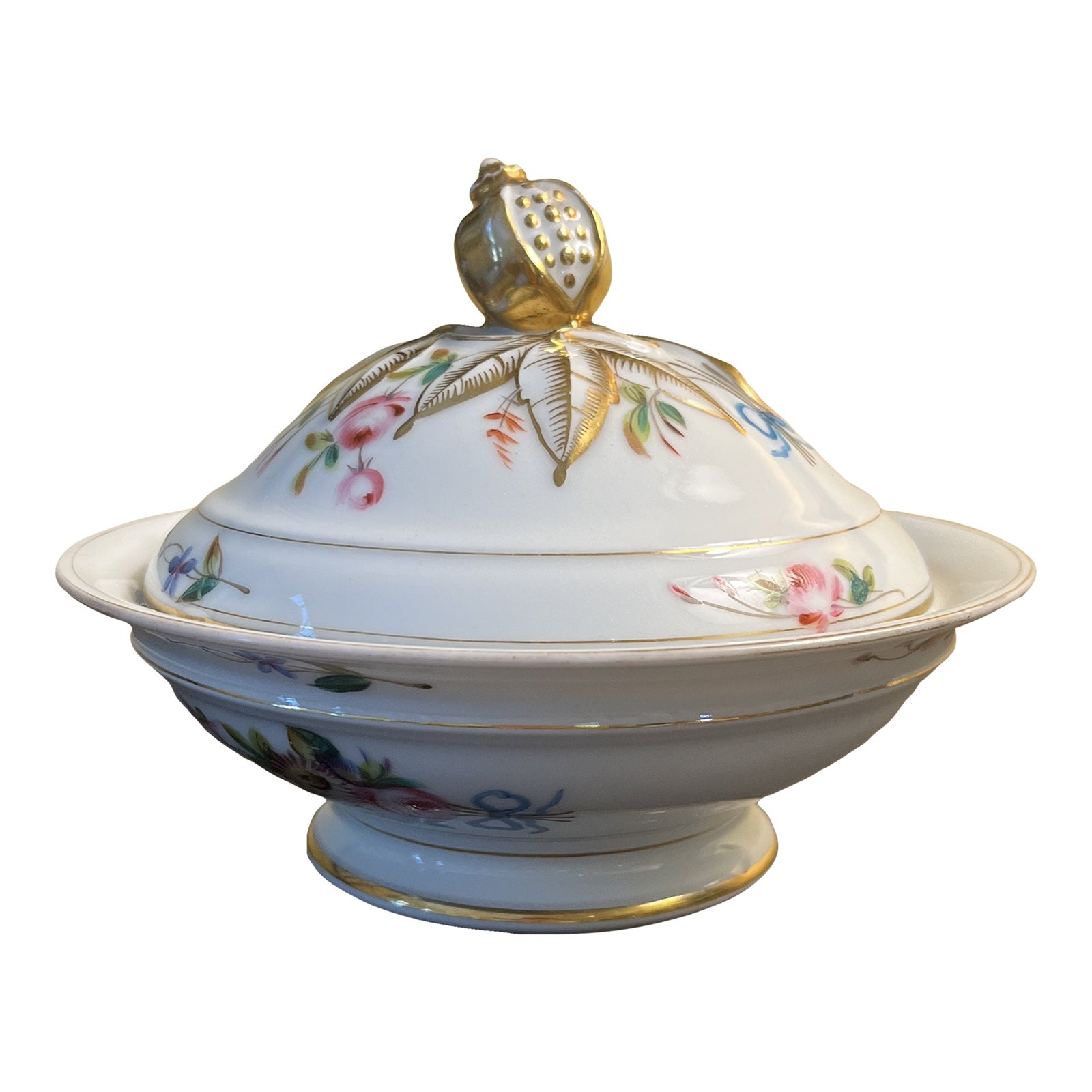 Circa 1900 Dresden Type Round Covered Butter Dish | Chairish