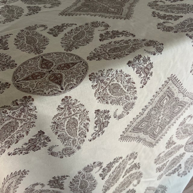 Peter Dunham Brown and Grey Samarkand Linen Fabric- 5 Yards | Chairish