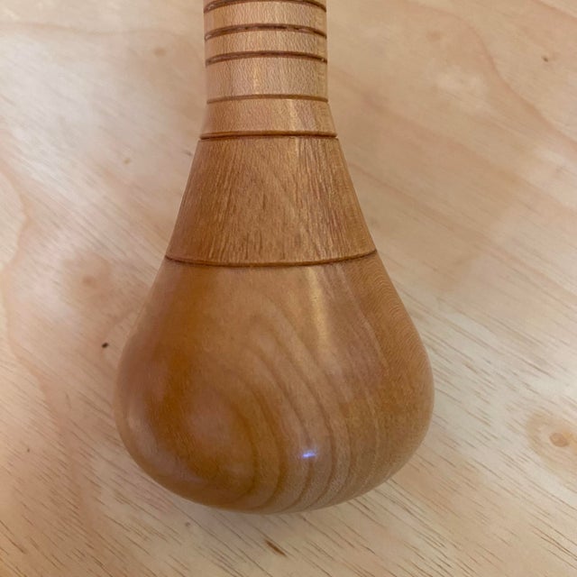 Early 21st Century Hard Maple Wood Turned Small Beaker Bud Vase With ...