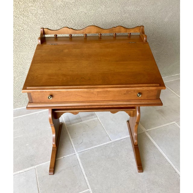 Mid 20th-Century Solid Maple Wood Schoolmaster’s Slant Top Trestle Base ...