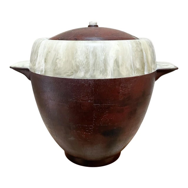 1950s Modernist Two-Tone Ice Bucket Faux Wood & Marble Stone Mexico ...