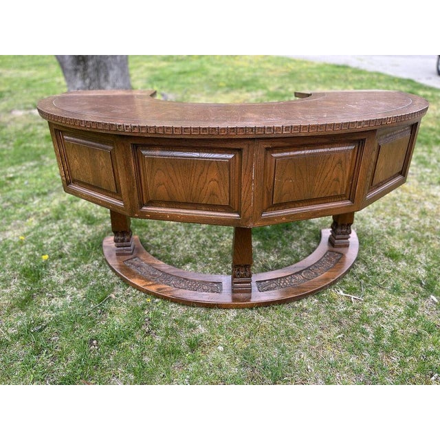 Mid-Century Modern Viking Oak Circular Desk | Chairish