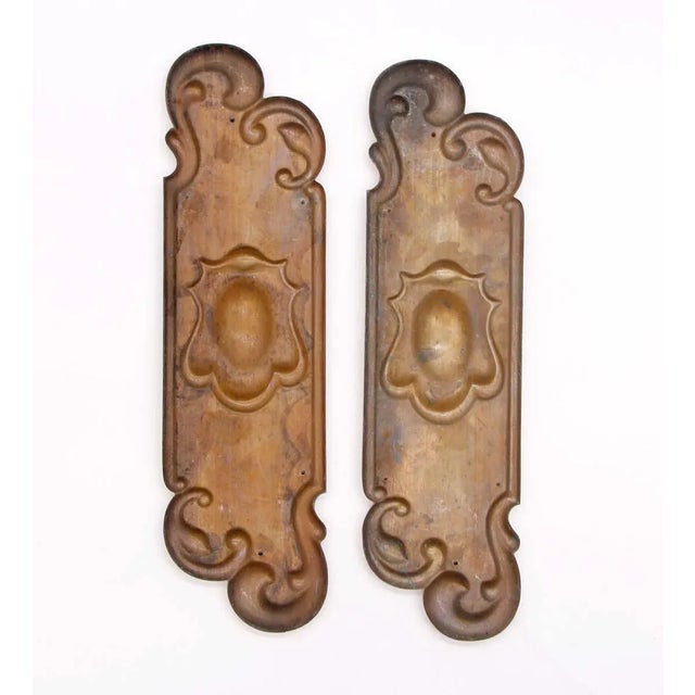 Pair of Mid 20th Century Coppered Brass Art Nouveau Door Push Plates ...