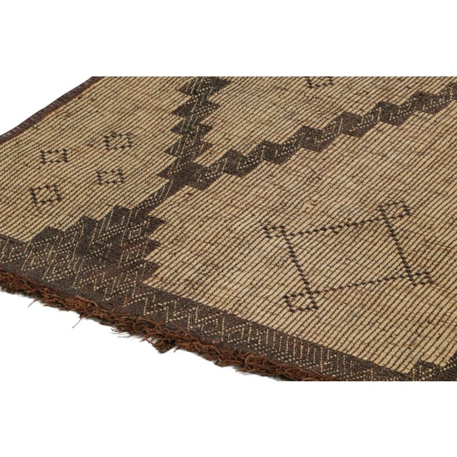 Vintage Moroccan Tuareg Mat in Beige & Brown Geometric Pattern, From ...