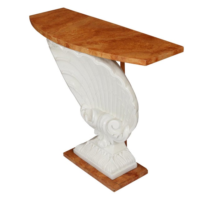 Pair of Vintage Faux Marble Shell Form Consoles | Chairish