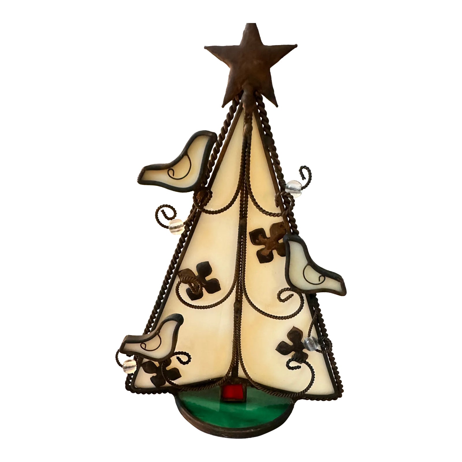 Vintage Stained Glass Christmas Tree | Chairish