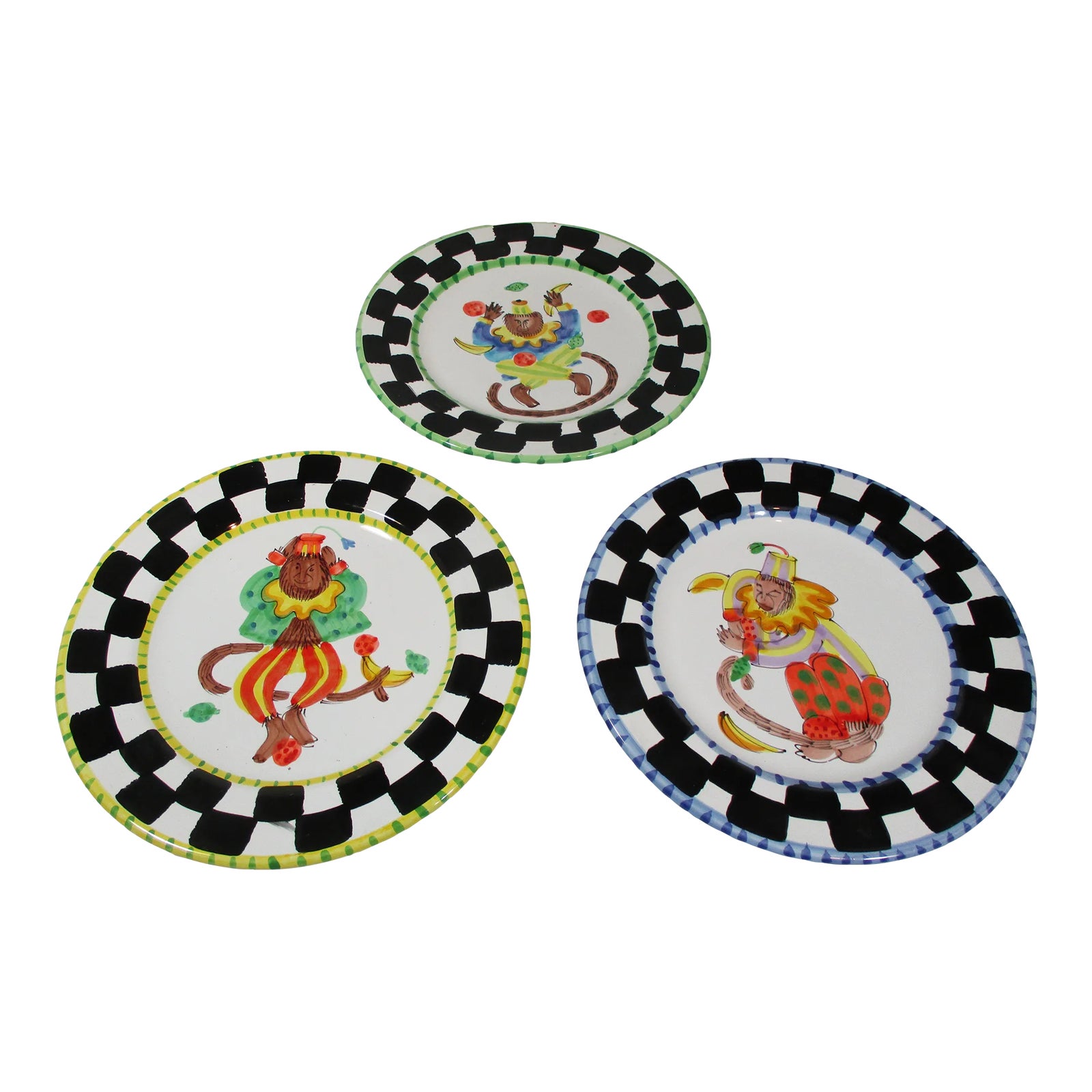 Contemporary Hand Painted Anne Hathaway Monkey Plates Made in Italy ...