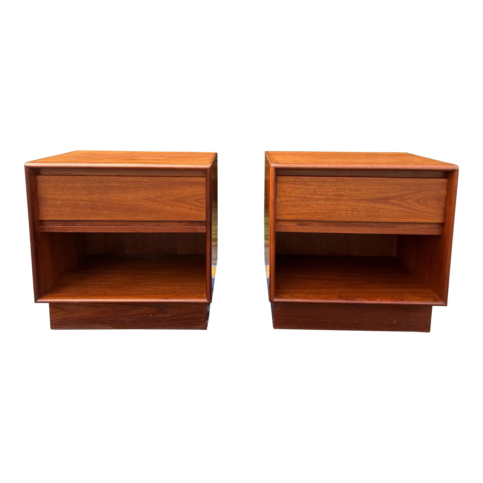 1960s Mid Century Danish Modern Teak Cube Nightstands by Danflex ...