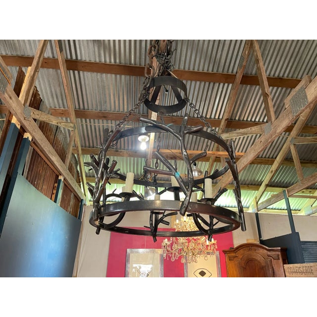 Iron Branch Rustic Modern Chandelier by Giana Allen | Chairish
