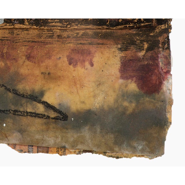 Signed 1990 “Magma Sand Script Iv” Mixed Media Painting Collage on ...