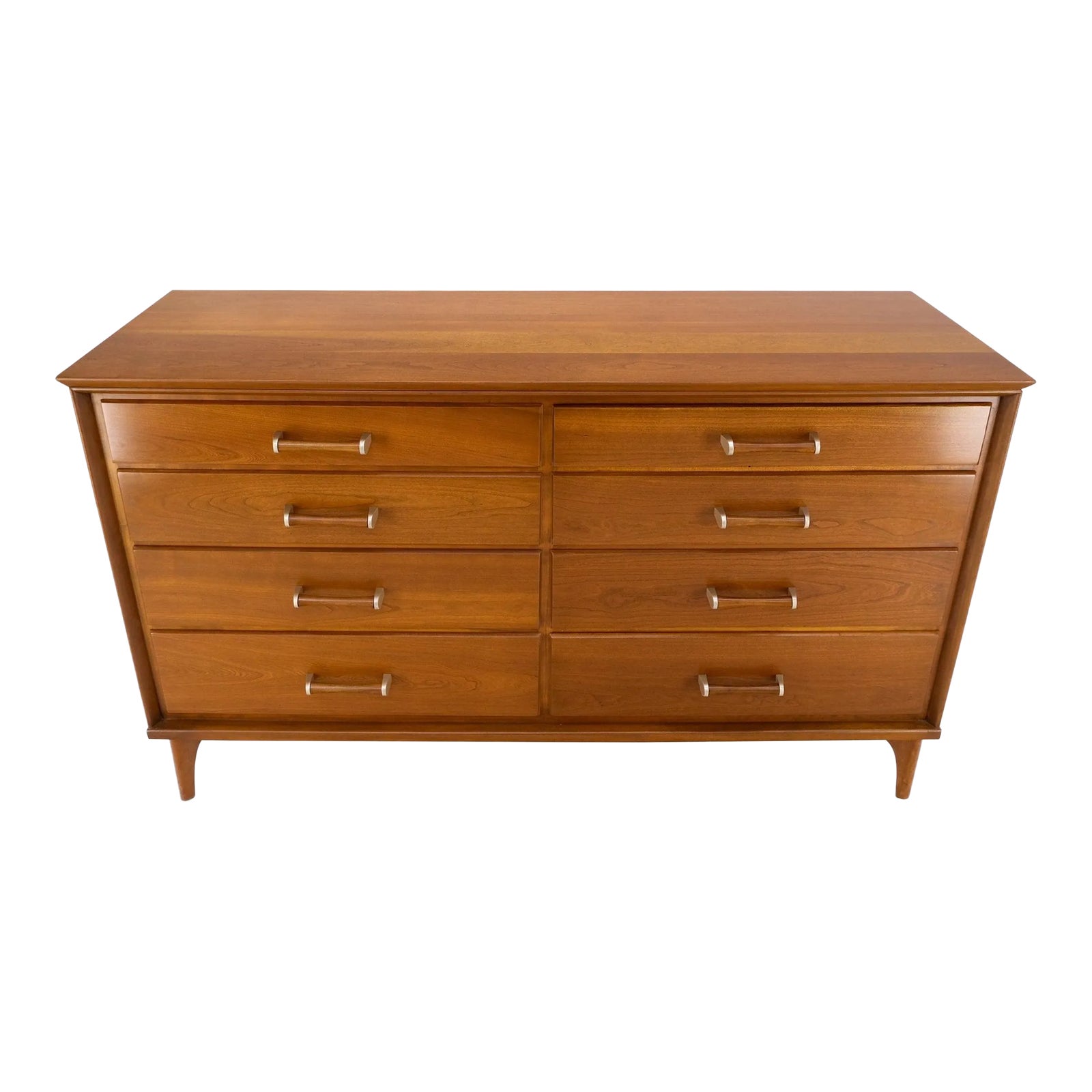 Solid Cherry Mid-Century Modern 8 Drawers Long Credenza Dresser Renzo Ruttily | Chairish
