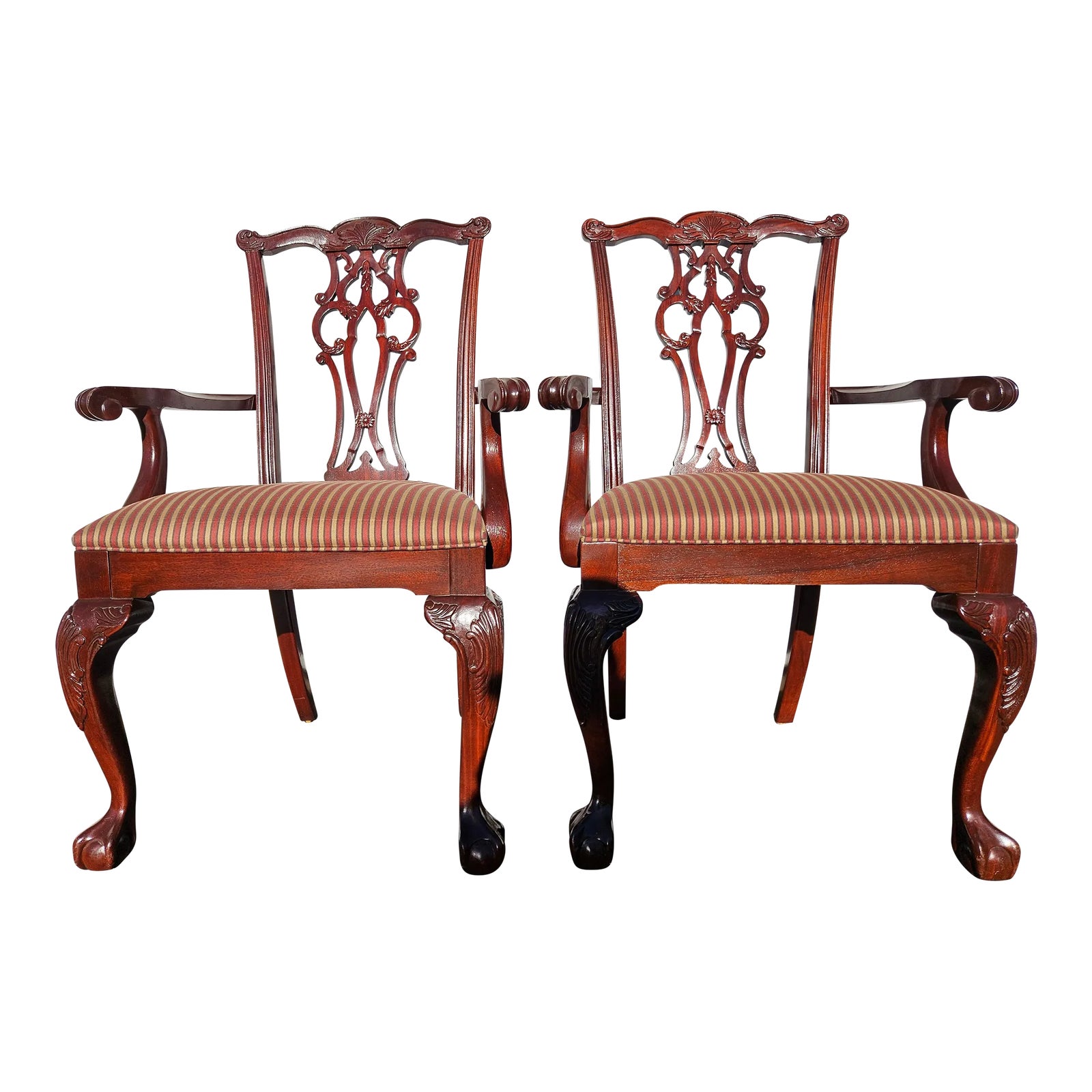 1990s Ethan Allen 18th Century Mahogany Dining Room Armchairs ...