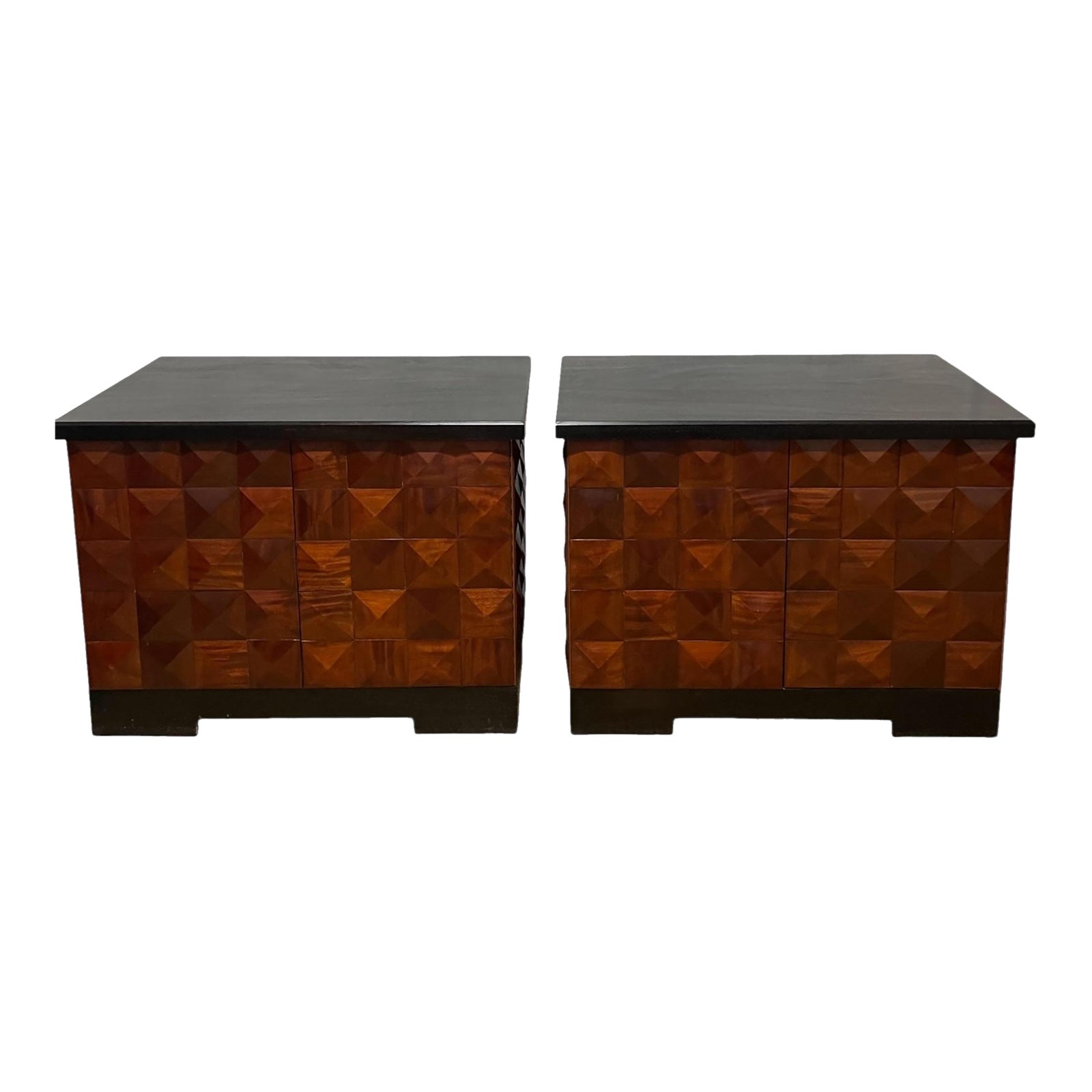 Pair of Custom African Mahogany Chests by Rj Spomer | Chairish