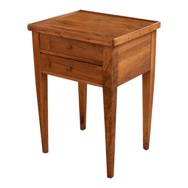 French 19th Century Solid Walnut Bedside Table | Chairish