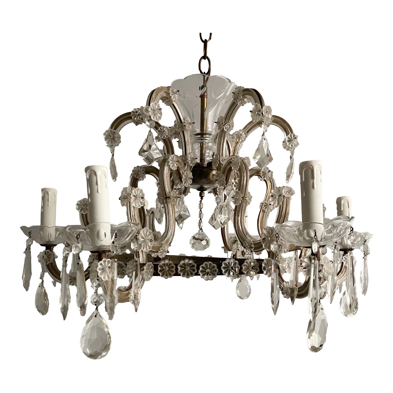 Vintage Italian Maria Theresa Crown Shaped Crystal Chandelier | Chairish