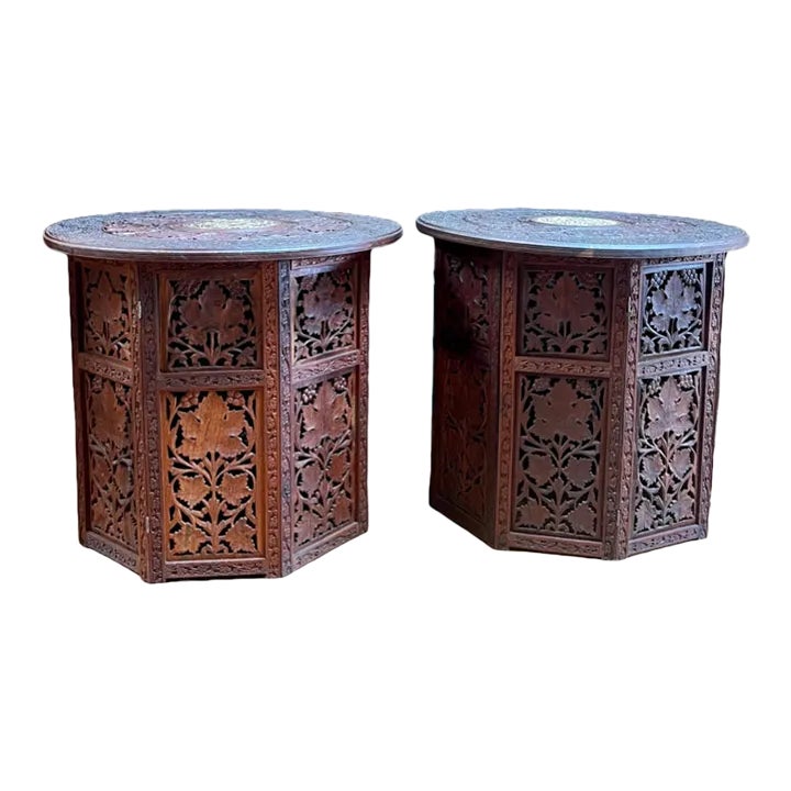 19th Century Set of Two Anglo-Indian Mahogany Campaign Tables | Chairish
