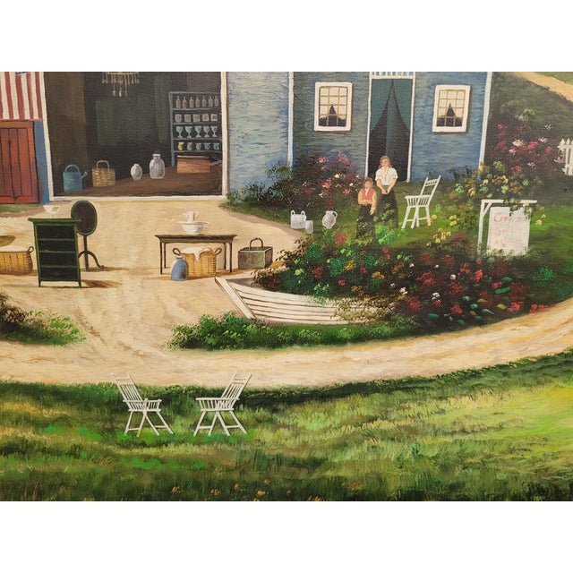 Folk Art Primitive Style Painting of a House With an Open Garage by ...