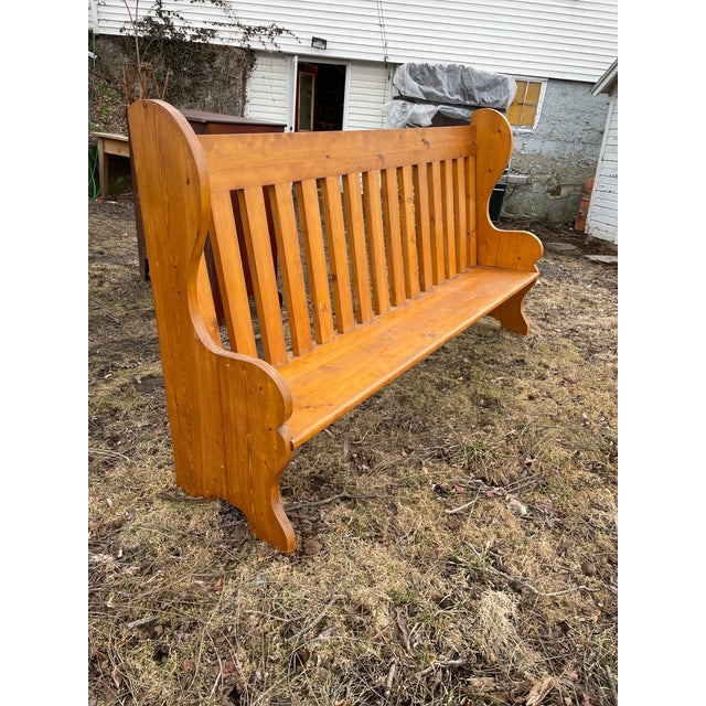 1980s Handmade Bench With Slatted Back | Chairish