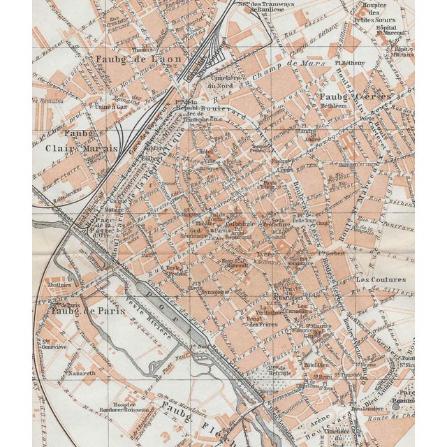 Antique Map of Reims France | Chairish