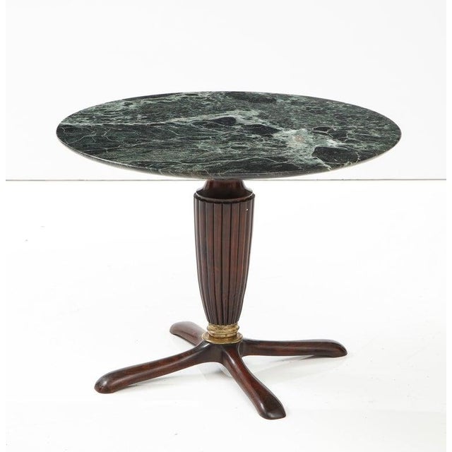 Italian Mahogany Circular Side Table with Verdi Alpi Marble Top, 1940's ...