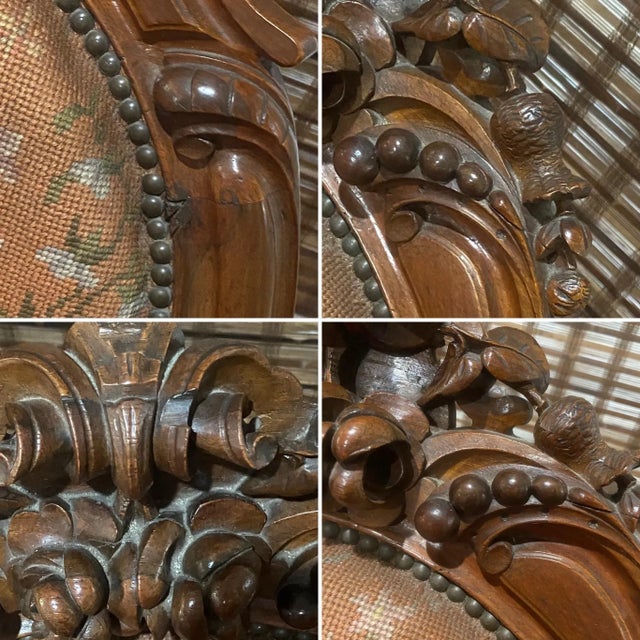 19th C. Victorian Belter Style Needlepoint Chair | Chairish