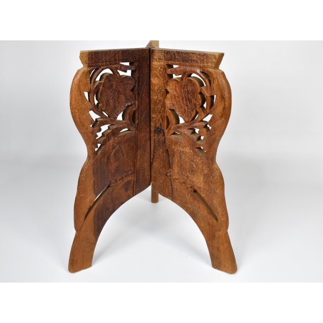 Anglo Indian Folding Hand Carved Floral Elephant Side Table Chairish