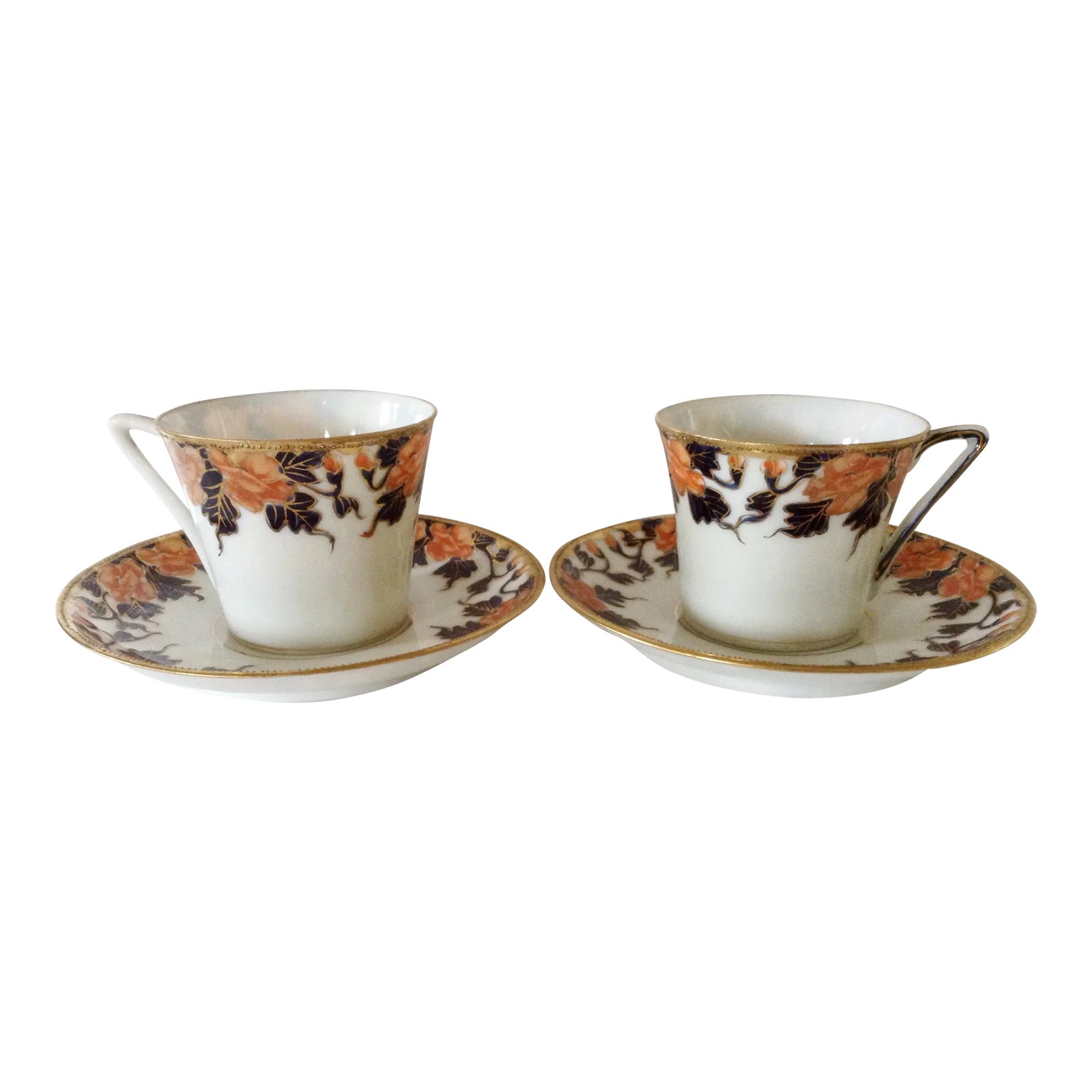 English Egg Shell Cups & Saucers - A Pair | Chairish