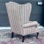 Reupholstered Striped Wing Chair With Feather Cushion | Chairish