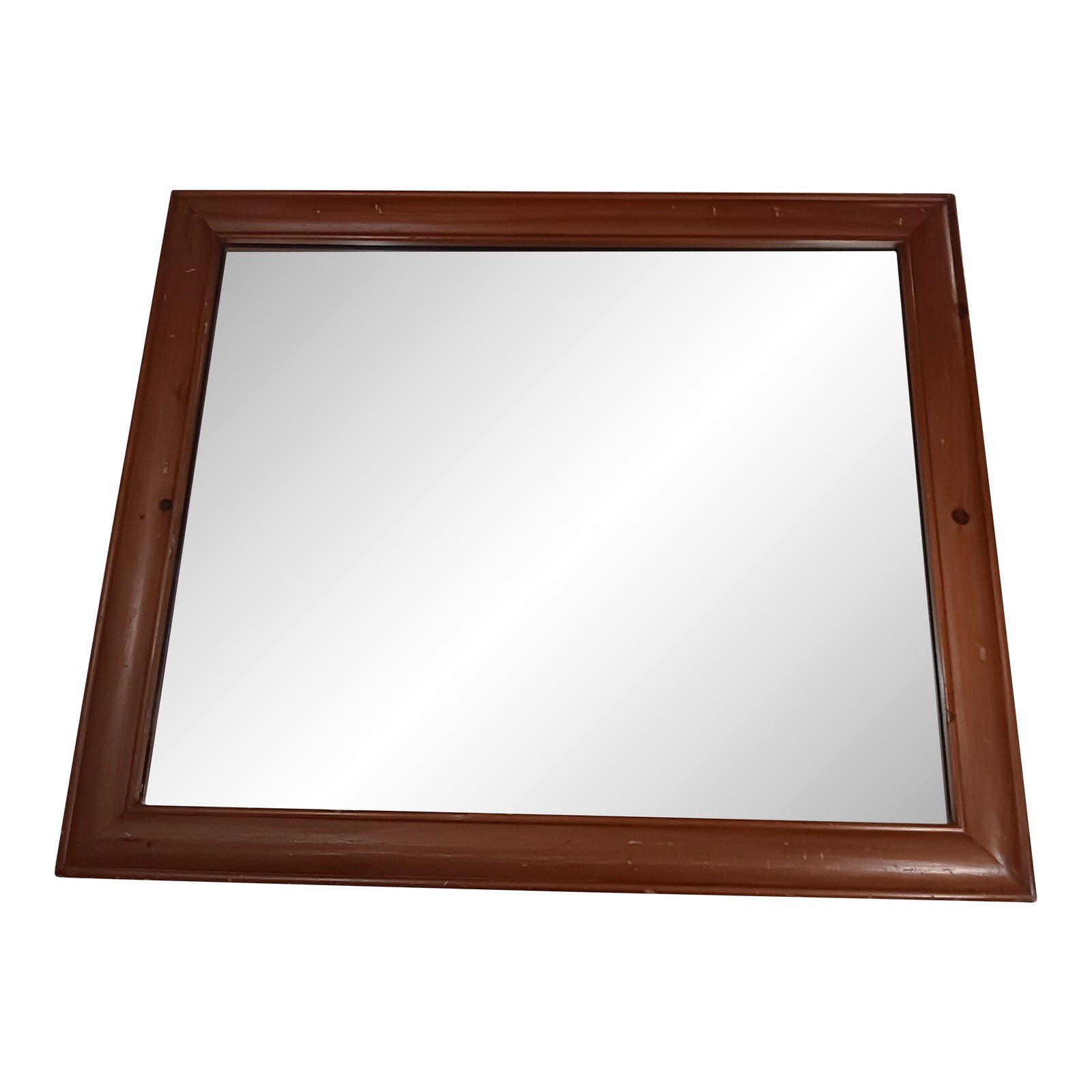 Vintage Solid Wood Frame Mirror With Natural Knotting Grain | Chairish