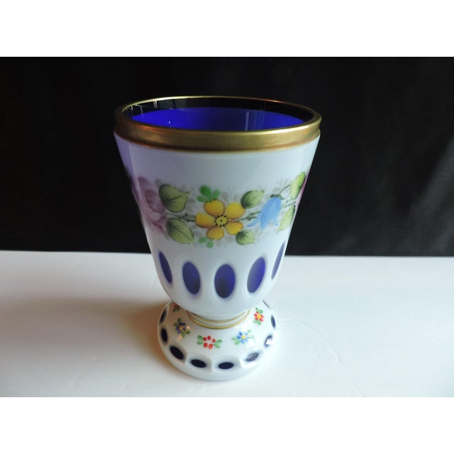 Circa 1970's Bavarian Czech Cut Glass Brass Rim Centerpiece with Hand ...