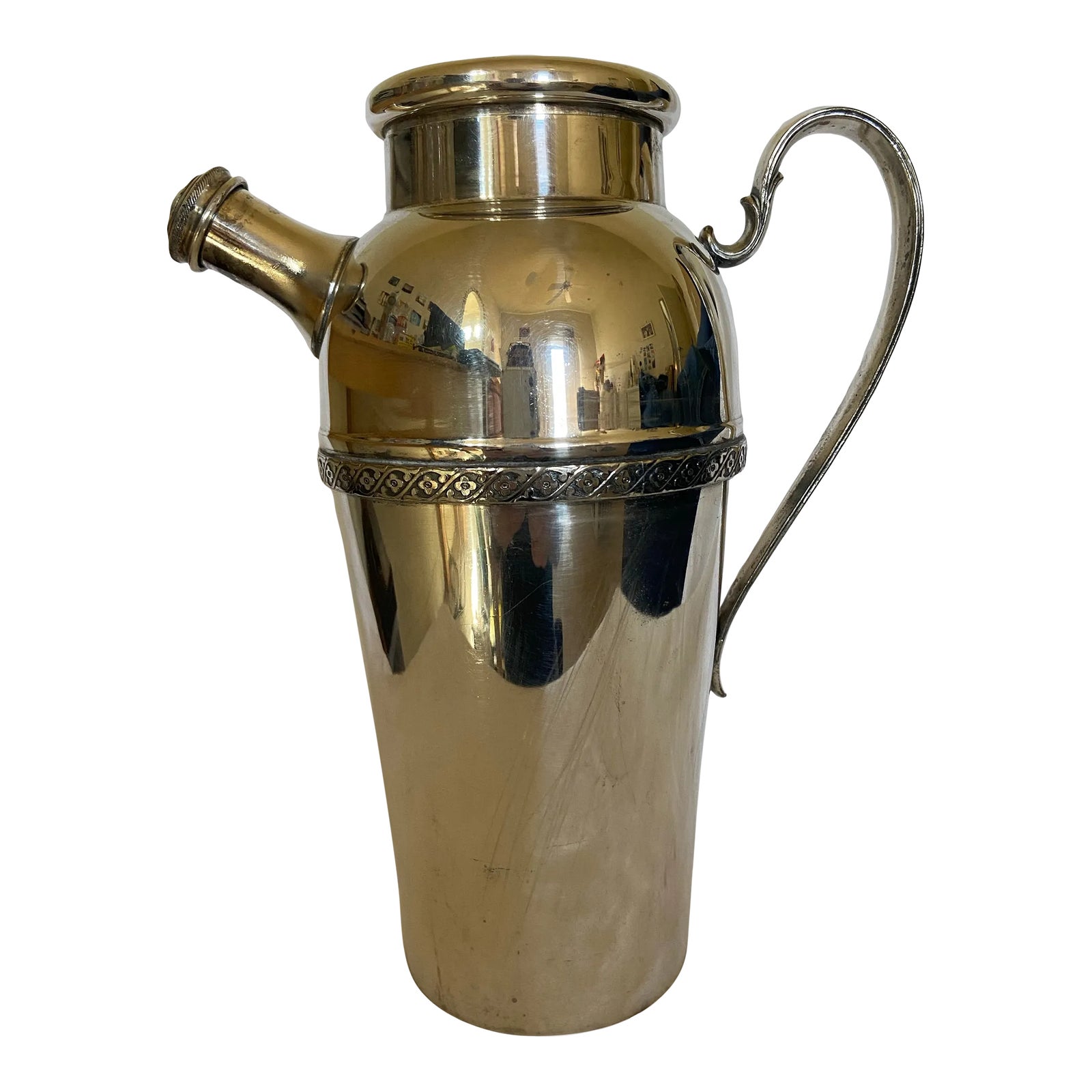 Antique Forbes Silver Co. Cocktail Shaker “Rosette” Pattern | Chairish