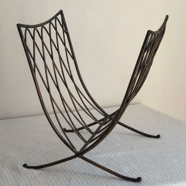 Mid-Century Modern Wrought Iron Magazine Rack | Chairish